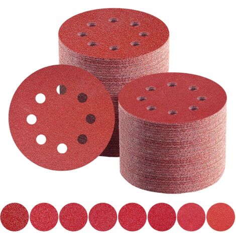 125mm Sanding Discs Mixed Grit 40/60/80/100/120/150/180/240 Sandpaper ...