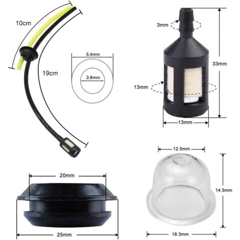 Universal Fuel Filter Kit Fuel Filter Hose with Cap and Primer Bulb ...