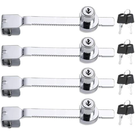 4pcs Sliding Glass Door Lock, Showcase Glass Door Lock, Ratchet Lock