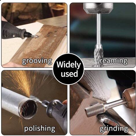 Tungsten Carbide Burr Set for , 10 Pieces Double Cut Rotary Burrs with ...