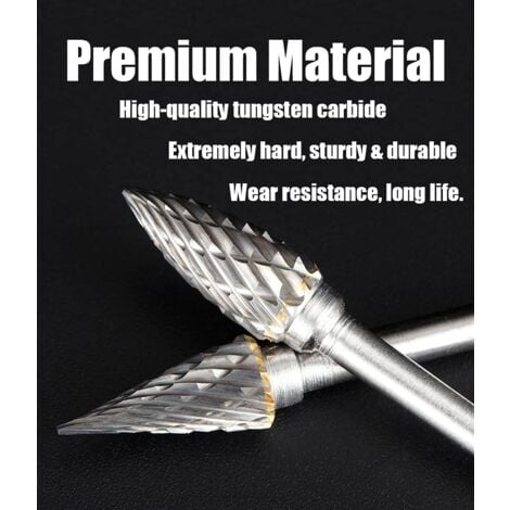 Tungsten Carbide Burr Set for , 10 Pieces Double Cut Rotary Burrs with ...