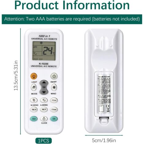 Universal Air Conditioner Remote Control, Compatible with Fujitsu ...