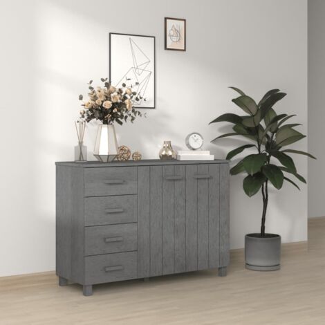 Sideboard Cupboar Buffet Kitchen Storage Cabinet HAMAR Dark Grey 113x40x80 cm Solid Wood Pine VSVS37294