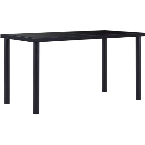 Dining Table，Dinner Table，Eating table Black 140x70x75 cm Tempered ...