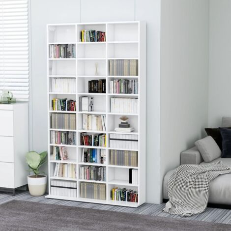 Storage Cabinet，CD Cabinet High Gloss White 102x16x177.5 cm Engineered ...