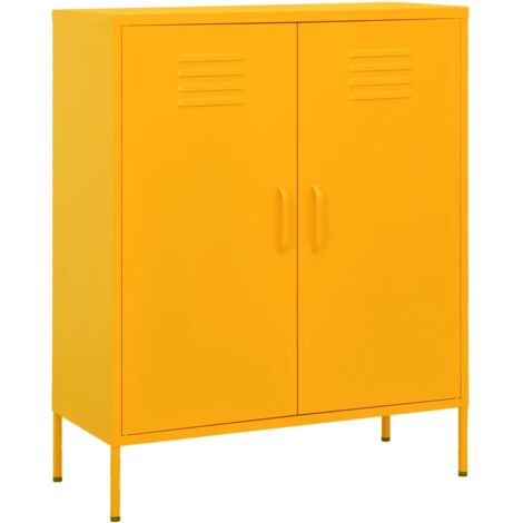 Storage Cabinet，Storage furniture Mustard Yellow 80x35x101.5 cm Steel ...