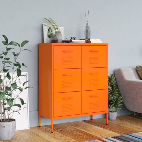 Storage Cabinet，Drawer Cabinet Orange 80x35x101.5 cm Steel CFW95829