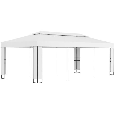 Gazebo，Pavilion with Double Roof 3x6 m White CFW56212