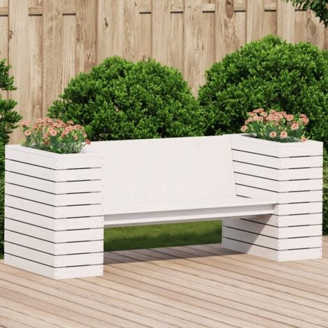 Planter，Plant pot，Flower box Bench White 167.5x60x65 cm Solid Wood Pine ...