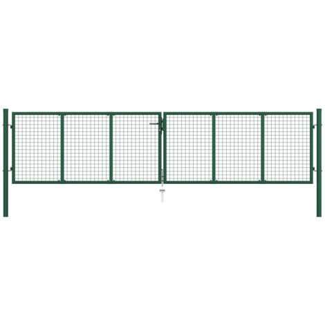 Mesh Garden Gate，Entrance gate Steel 390x100 cm Green CFW68223