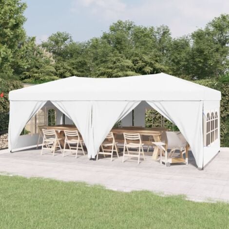 Folding Party Tent，Event tent with Sidewalls White 3x6 m VSVS717682
