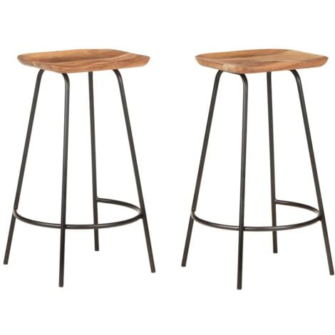 Bar Stools 2 pcs，Counter Stools Solid Acacia Wood VSVS441017