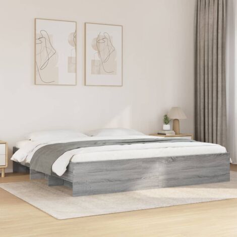 Double bed，Adult bed，Bed Frame without Mattress Grey Sonoma 180x200 cm ...