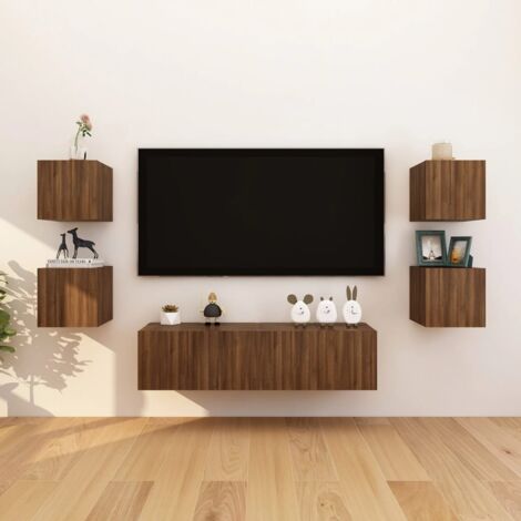Wall-mounted TV Cabinets 8 pcs，TV stand，TV Unit Cabinet Brown Oak 30 ...