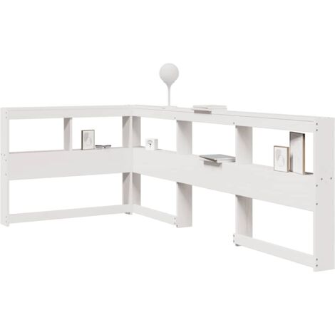 Bookcase Headboard，Bedhead L-Shaped White 90 cm Solid Wood Pine VSVS980682