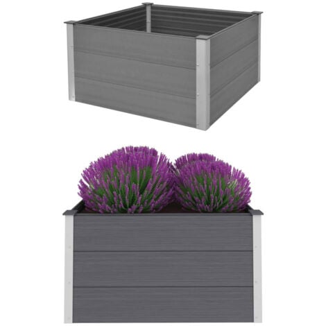 Garden Raised Bed，Planter，Plant pot，Flower box WPC 100x100x54 cm Grey ...