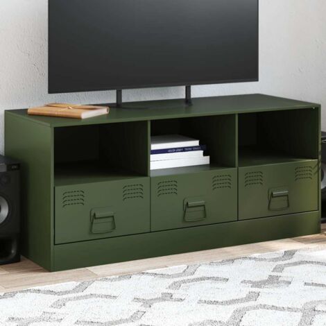 TV Cabinet，TV stand，TV Unit Olive Green 99x39x44 cm Steel VSVS582830