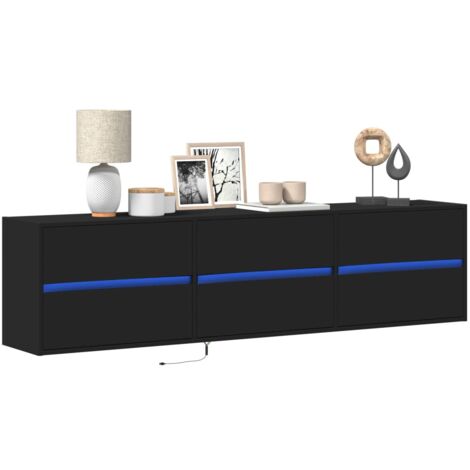 TV Wall Cabinet，TV stand，TV Unit with LED Black 180x31x45 cm VSVS507026