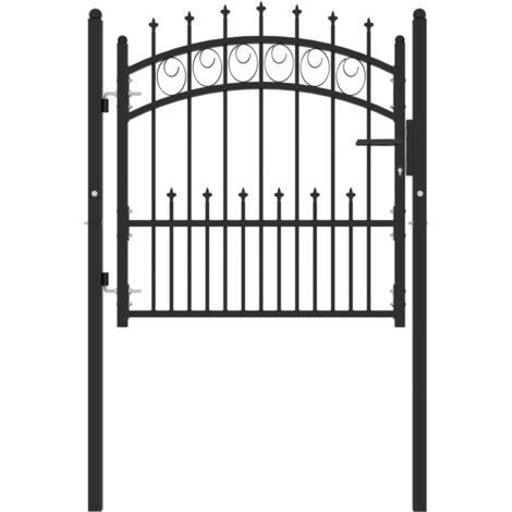 Fence，Garden Barrier Gate with Spikes Steel 100x100 cm Black VSVS997511