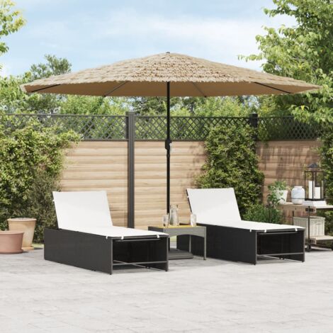 Garden Parasol，Outdoor Parasol with Steel Pole Brown 388x388x248 cm ...