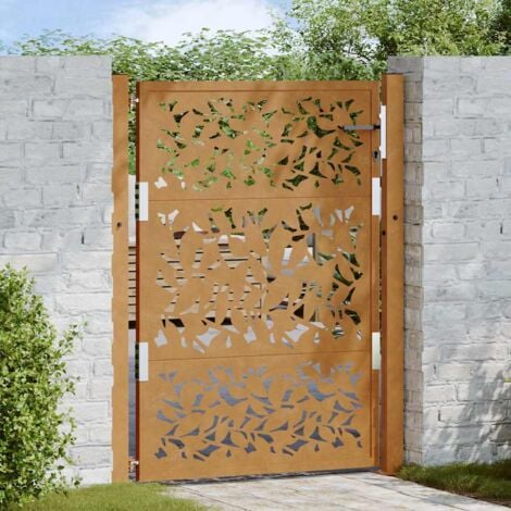 Garden Gate，Fence gate 105x130 cm Weathering Steel Leaf Design VSVS629180