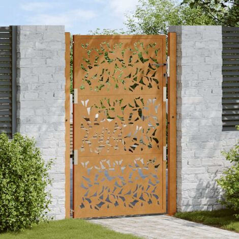 Garden Gate，Fence gate 105x155 cm Weathering Steel Leaf Design VSVS168285