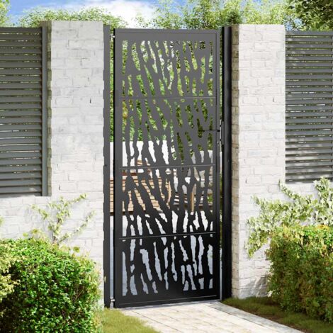 Garden Gate，Fence gate Black 105x205 cm Steel Trace Design VSVS455214