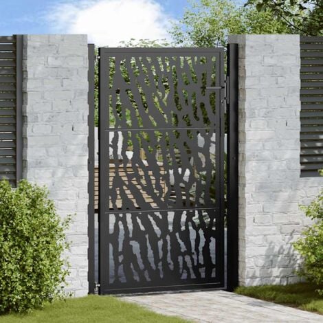Garden Gate，Fence gate Black 105x155 cm Steel Trace Design VSVS887407
