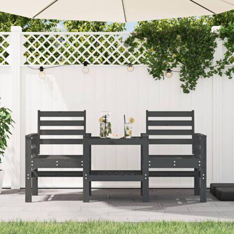 Garden Bench，Garden seat，Outdoor bench with Table 2-Seater Grey Solid ...