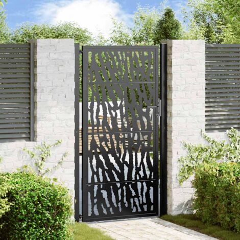 Garden Gate，Fence gate Black 105x180 cm Steel Trace Design VSVS172032