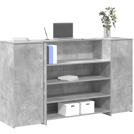 Reception Desk，Reception Area Concrete Grey 180x50x103.5 cm Engineered ...