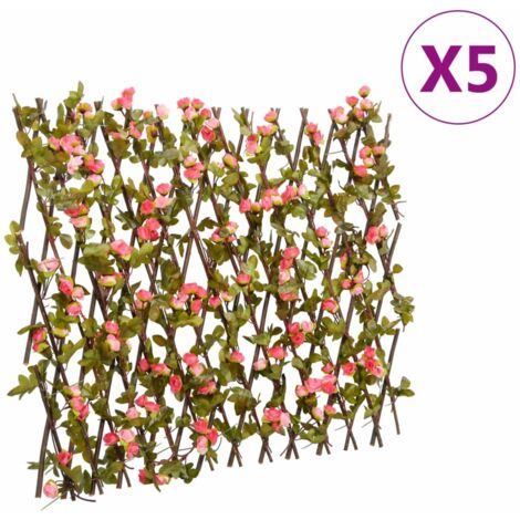 vidaXLArtificial Ivy Trellis Expandable 5 pcs Dark Pink 180x60 cm ...