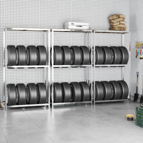 2-Layer Tire Racks 3 pcs Silver 110x40x180 cm Steel VSVS2220215