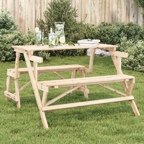 Picnic Table with Benches Solid Wood Fir 2-in-1 Convertible VSVS3720942