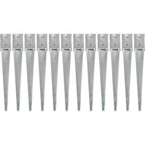 Ground Spikes 12 pcs Silver 10x10x76 cm Galvanised Steel VSVS3463512