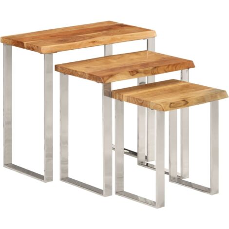 Nesting Tables 3 pcs with Live Edge Solid Wood Acacia VSVS2630954