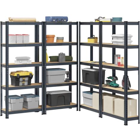 5-Layer Storage Shelves，Racks 4 pcs Anthracite Steel&Engineered Wood ...
