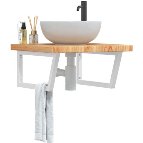 Basin Shelf Wall Mounted Steel and Solid Wood Oak VSVS9327958