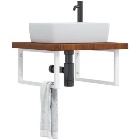 Basin Shelf Wall Mounted Steel and Solid Wood Oak VSVS9807287
