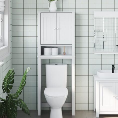 Over the Toilet Storage BERG White 60x27x164.5 cm Solid Wood VSVS8265284