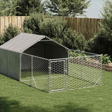 Outdoor Dog Kennel with Run 4x2x1.5 m Galvanised Steel VSVS6215258