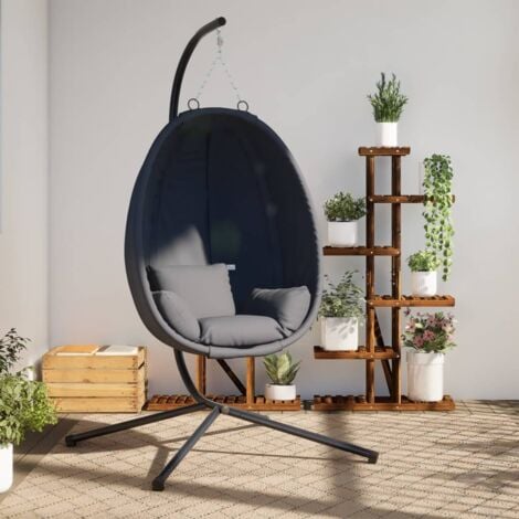 Hanging Egg Chair with Stand Anthracite Fabric and Steel VSVS1945427