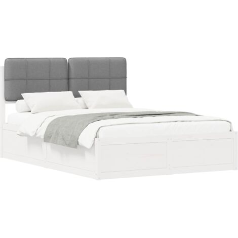 Double bed，Bed Frame with Upholstered Headboard Light Grey 140 x 200 cm ...
