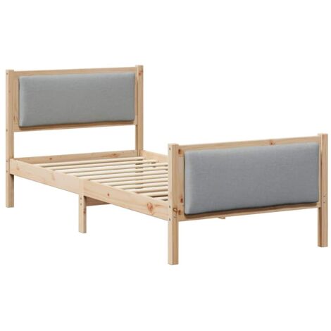 Single bed，Bed Frame with Headboard Light Grey 100 x 200 cm Fabric ...