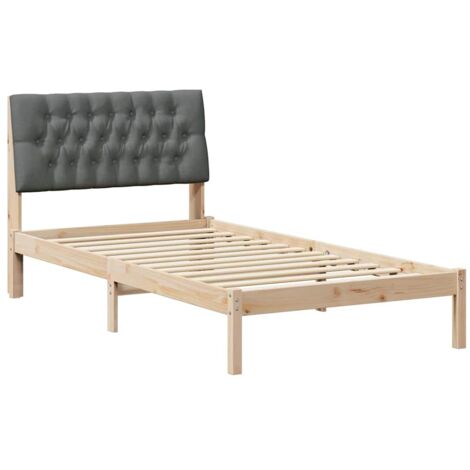 Single bed，Bed Frame with Upholstered Headboard Brown 100 x 200 cm ...