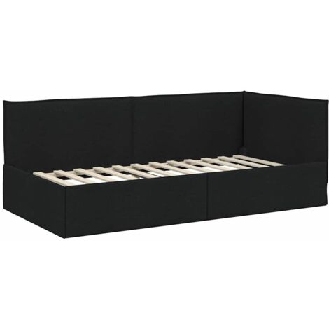 Single bed，Corner Bed Frame with Headboard Black 100 x 200 cm Fabric ...