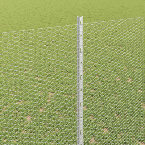 Fence，Garden Fence with Posts Silver 1.6 x 25 m Steel CFW24746 CFW24746