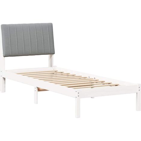 Single bed，Bed Frame with Headboard White 80 x 200 cm Solid Pine Wood ...