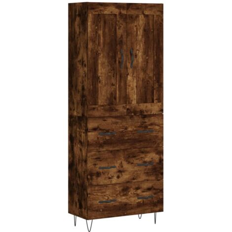 Highboard，Sideboard Smoked Oak 69.5x34x180 cm Engineered Wood CFW258771