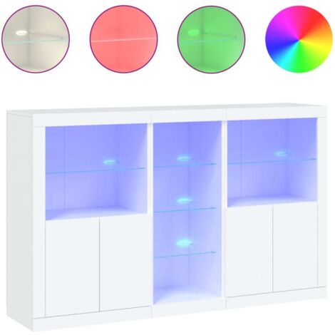Sideboard，Side Cabinet，Buffet with LED Lights White 162x37x100 cm CFW142012